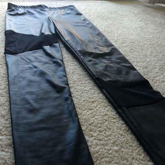 Pants & Jumpsuits | Faux Leather Pants With Mesh Panels | Poshmark